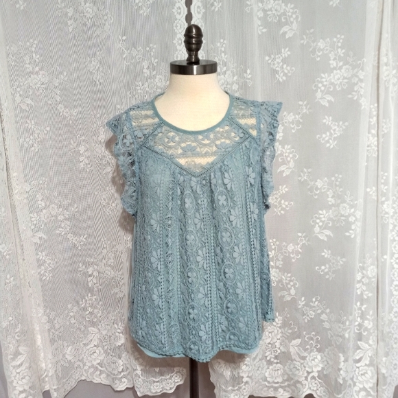 Rewind | Tops | Rewind Lace Front Smock Top With Short Flutter Cap ...